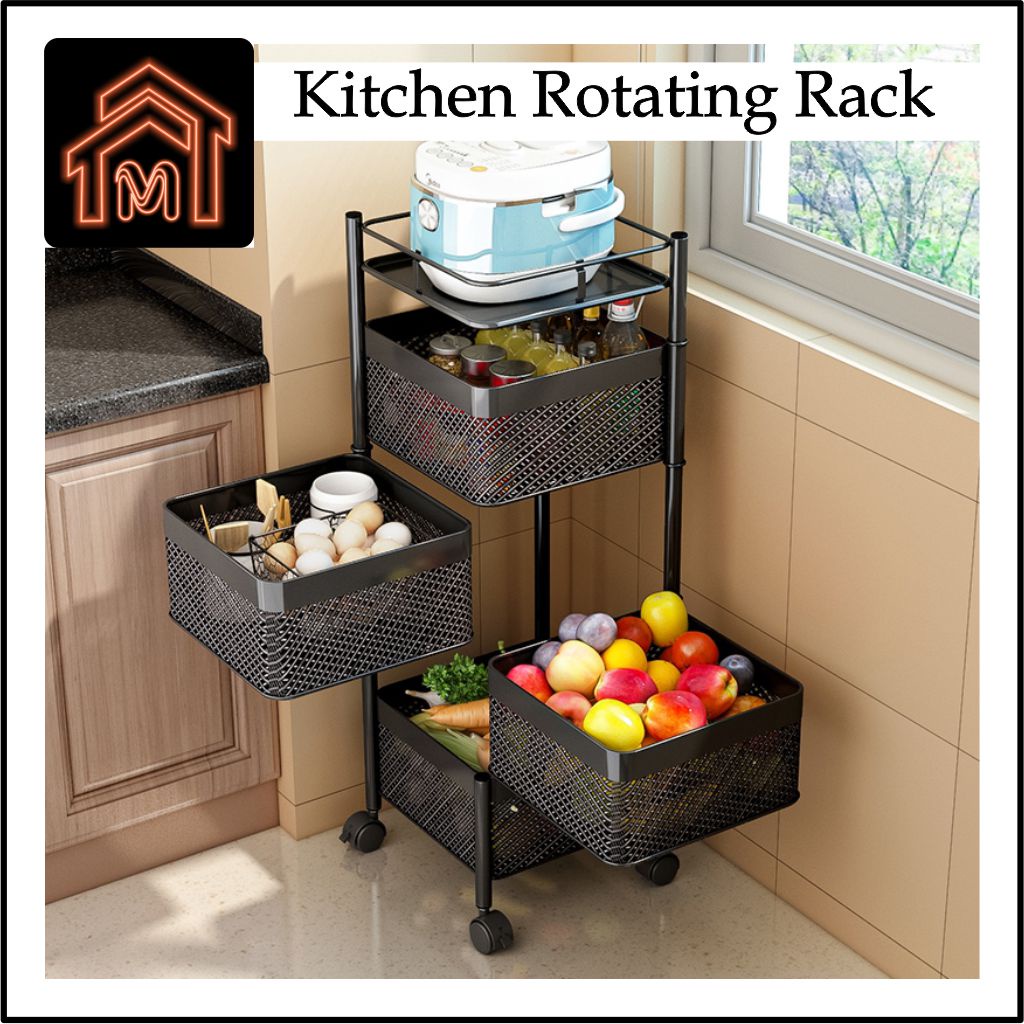 Stainless Steel Kitchen Rotating Rack Rak Dapur Basket Rack Vegetable ...