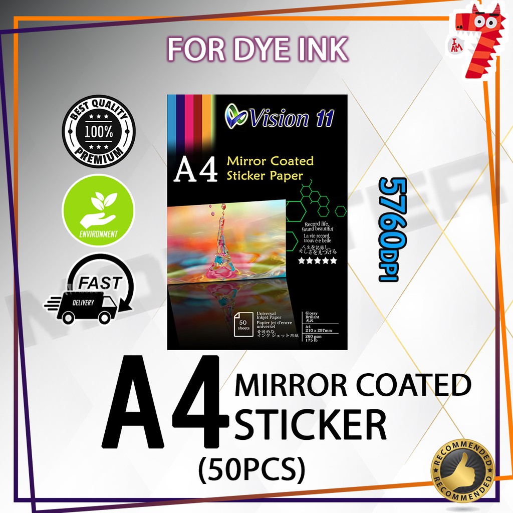 2x Vision A4 Mirrorkote Sticker Paper 260gsm (50pcs/pkt) | Shopee Malaysia