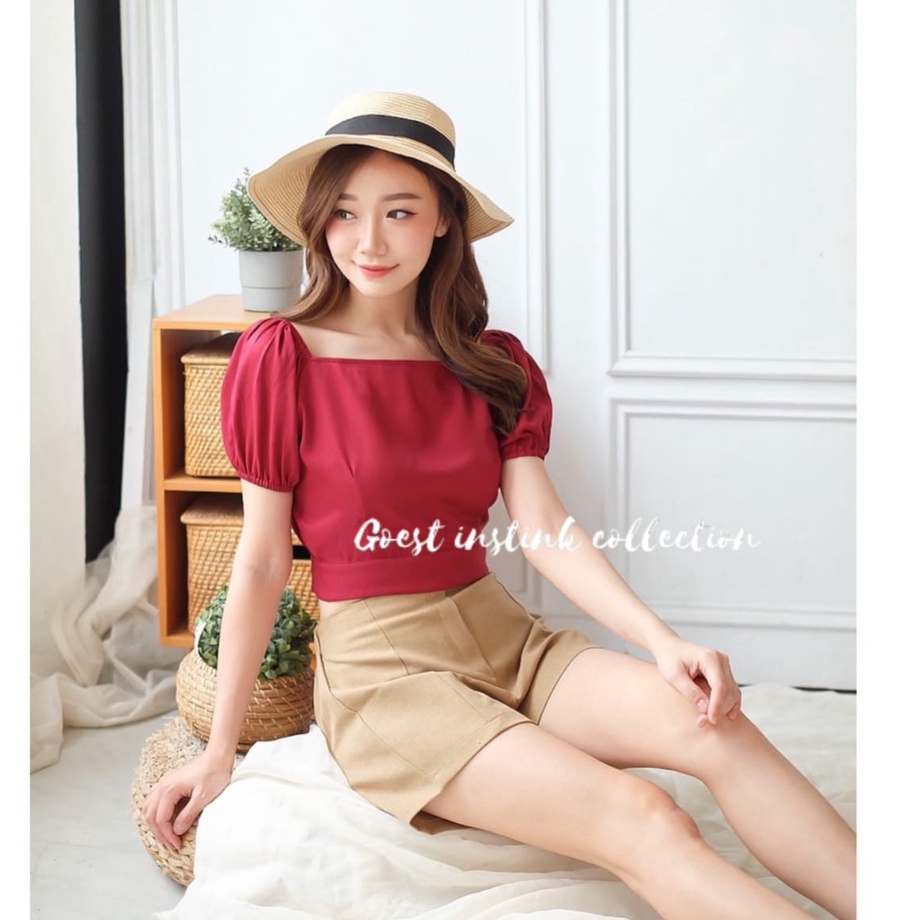 S~XXXXL Women's Top Meitha Blouse Crop Top Square Neck | Shopee Malaysia