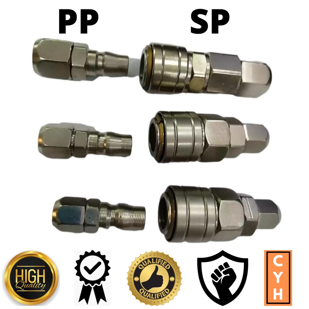 SP / PP Self Locking Air Coupler Quick Release Connector, for PU Hose ...