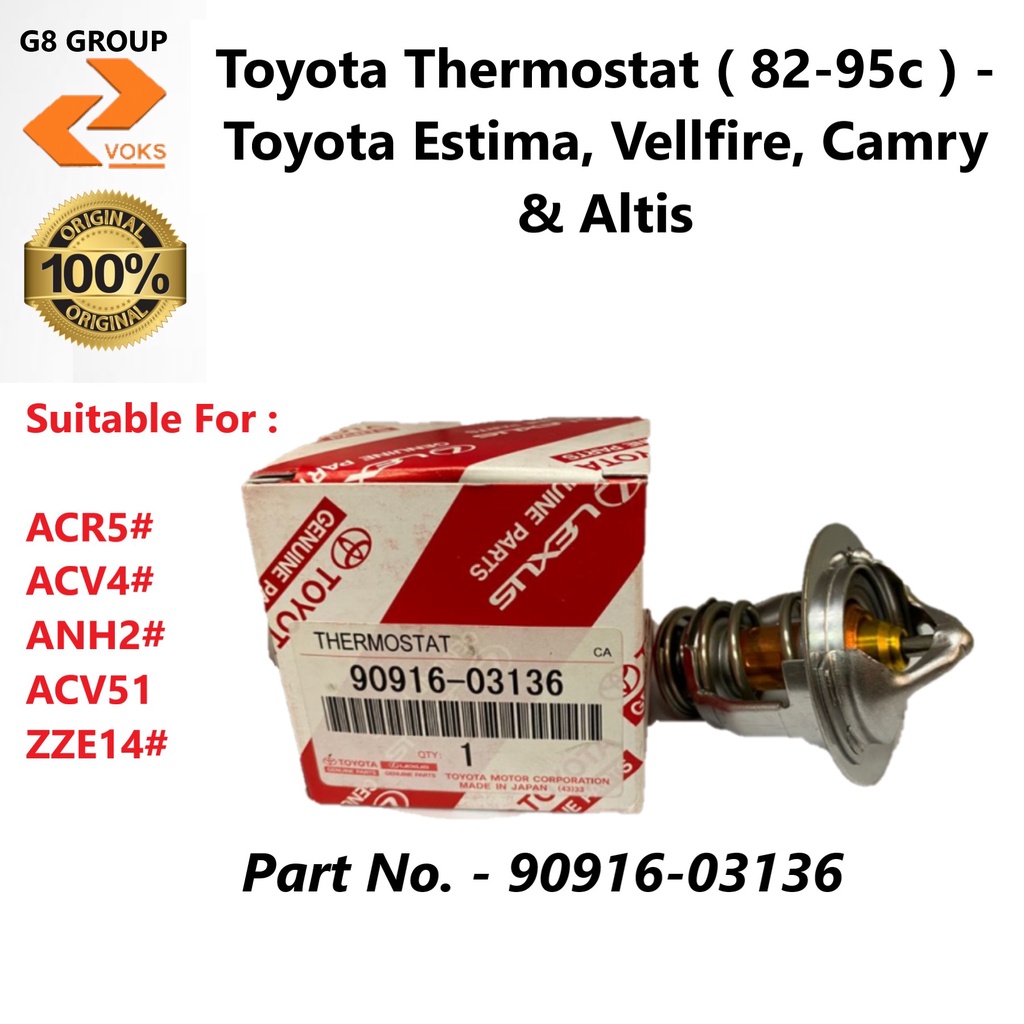 Toyota Thermostat ( 82-95c ) - Toyota Estima, Vellfire, Camry & Altis ...