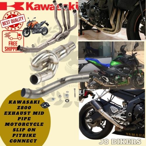 KAWASAKI Z800 Exhaust Mid pipe Motorcycle Slip on Pitbike Connect Link Tube Full System Exhaust ...