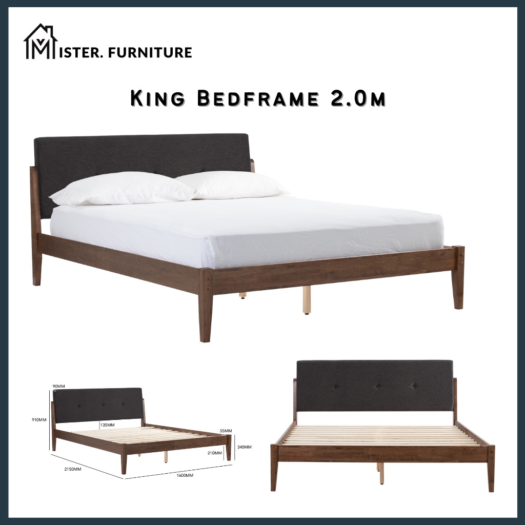 TOMMY 2.15M King Bed Frame King Bedframe Double Bed Katil King Kayu ...