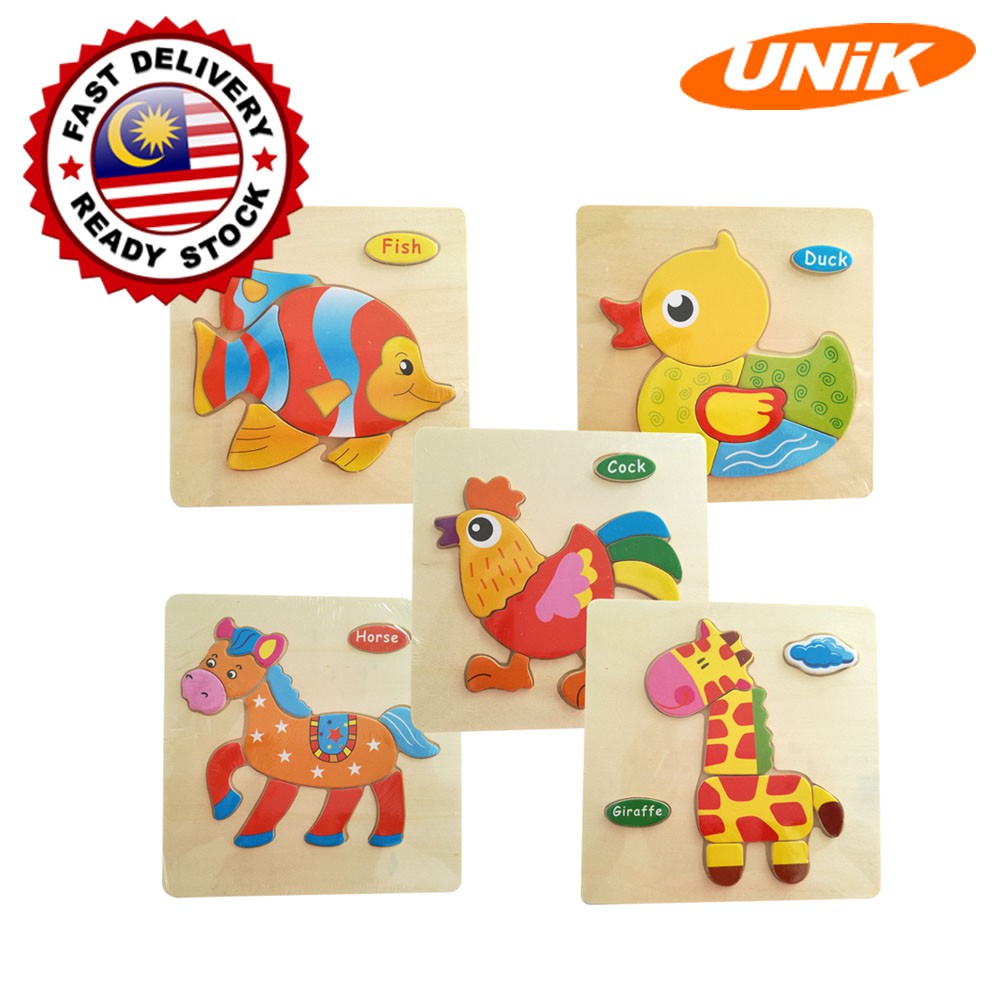 [UNIK] 5 x Wooden Jigsaw Educational Puzzle Early Learning Children ...