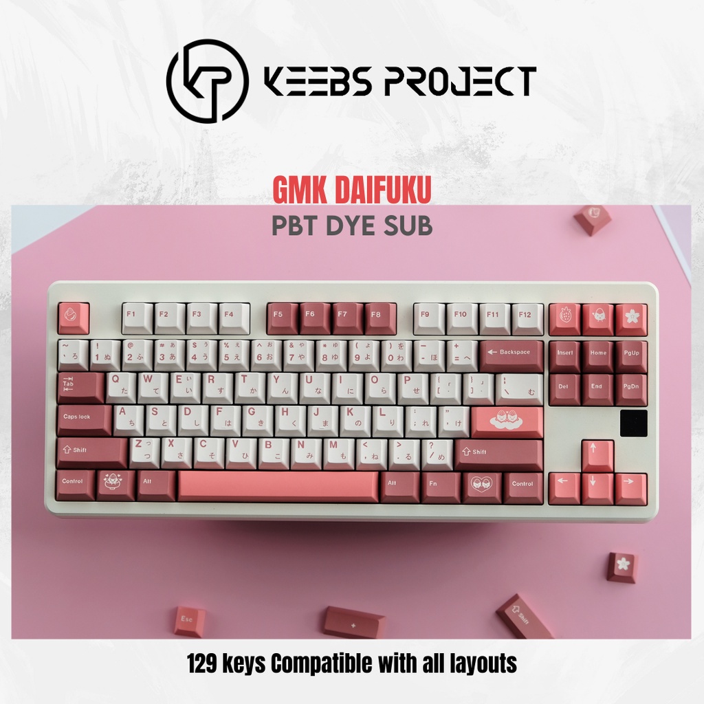 [READY STOCK] GMK Daifuku PBT Dye Sub Keycaps | 129 keys | Pink theme ...