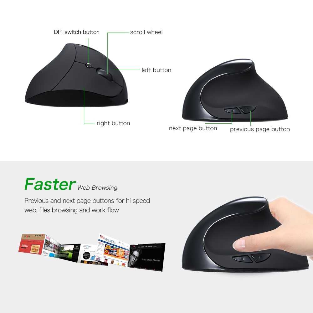 Optical Vertical Mouse Ergonomic Wired Mouse USB Mice 5 Button for PC ...