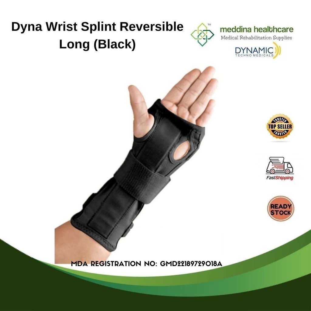 MEDDINA DYNA Wrist Splint Reversible Long (Black) | Shopee Malaysia