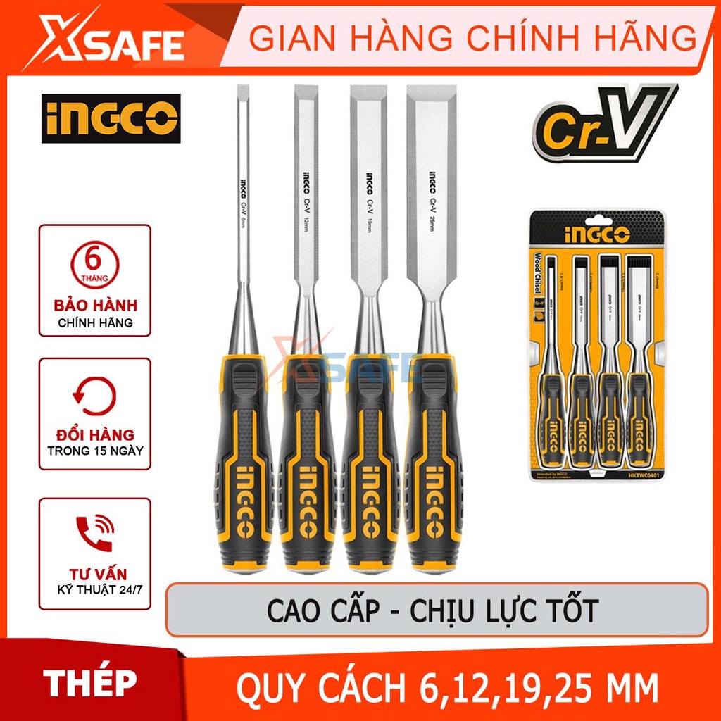 Set of 4 flat head handheld wood chisels INGCO HKTWC0401 super hard Cr ...