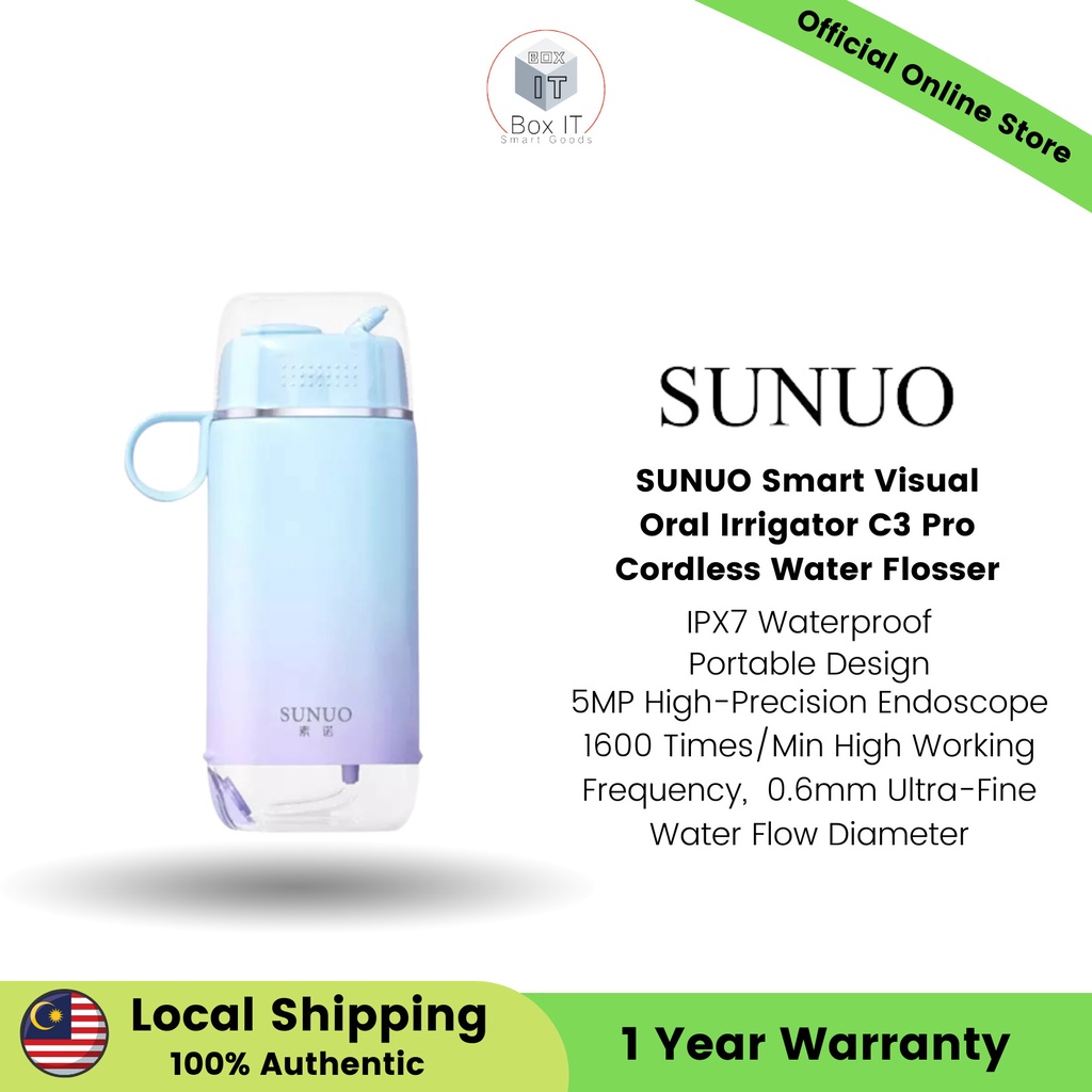 SUNUO Smart Visual Oral Irrigator C3 Pro Cordless Water Flosser - IPX7 ...