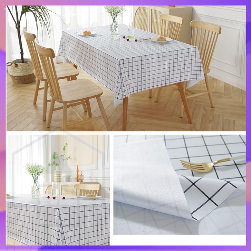 Waterproof Table Cloth Alas Meja Oilproof Table Cover Plastic ...