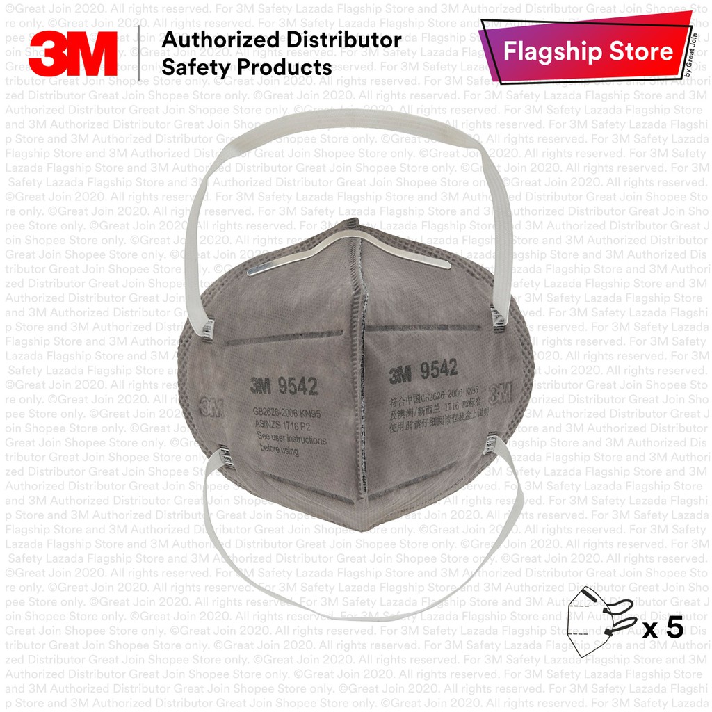 3M 9542 KN95/P2 Particulate/ Haze/ Dust/ Mist Disposable Respirator ...