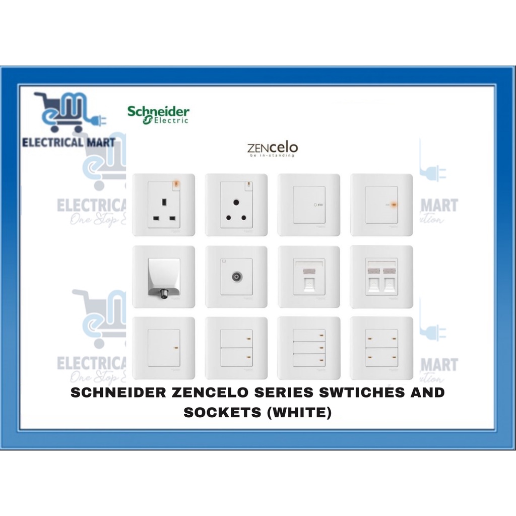 SCHNEIDER ZENCELO SERIES WHITE SWITCHES & SOCKETS [FULL RANGE] | Shopee ...