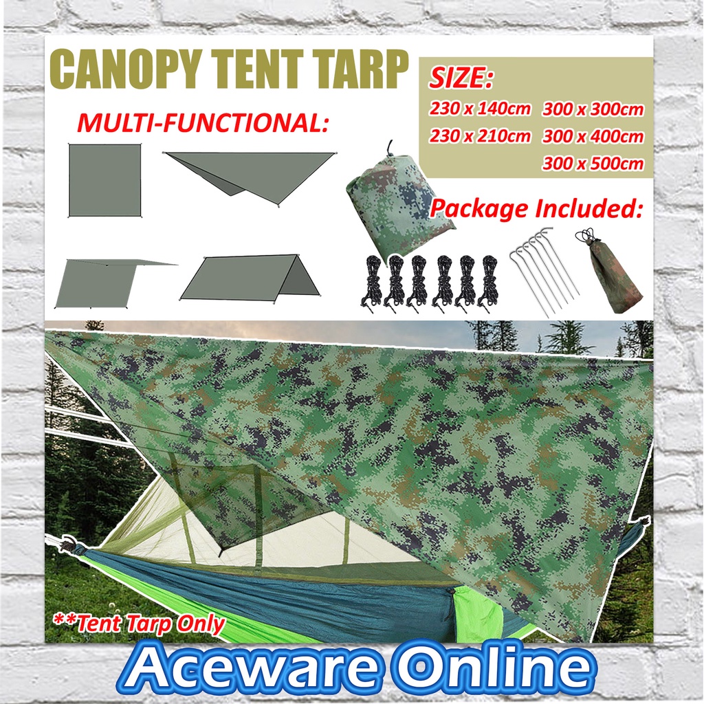 Flysheet Waterproof Groundsheet Khemah Canvas Camping Tarp Tent Alas ...