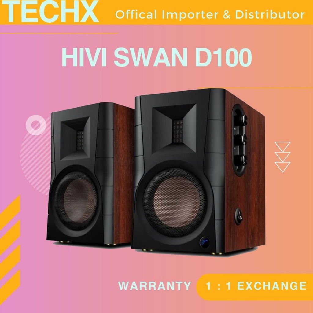 HiVi Swans D100 Powered Bookshelf Speakers 2.0 Active Bluetooth 5.0 ...