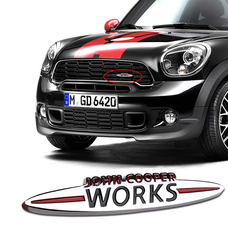 Car John Cooper Works Emblem Stickers Grille Badge For Mini Cooper JCW ...