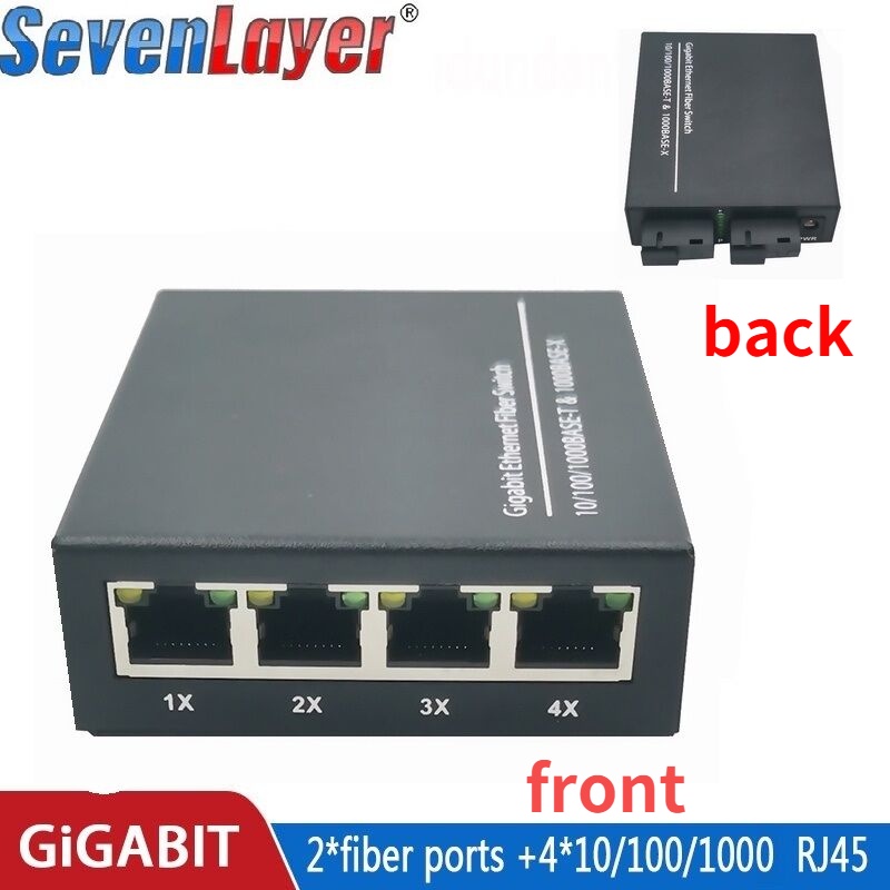 Gigabit Fiber switch 4 RJ45 UTP 2 SC fiber Optical 2SC Media Converter ...