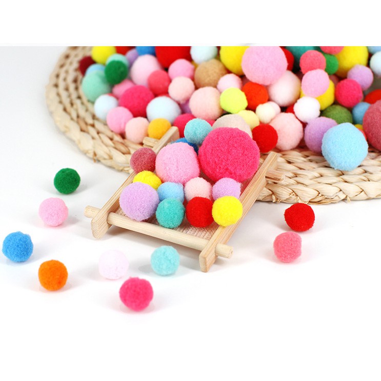 🍀READY STOCK🍀20pcs 1/2.5cm(10-25mm)Mini pompom ball 小毛球 Fluffy craft ...