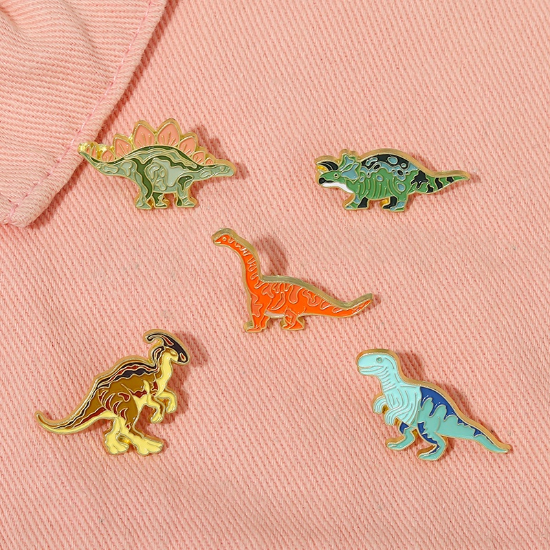 Colorful Dinosaur Enamel Pins Cute Jurassic Dinosaurs Brooch Badges ...
