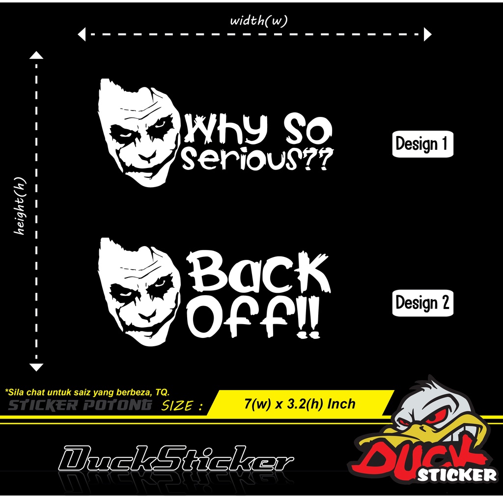 JOKER BACK OFF & WHY SO SERIUS!! STICKER 1PCS #cuttingsticker | Shopee ...