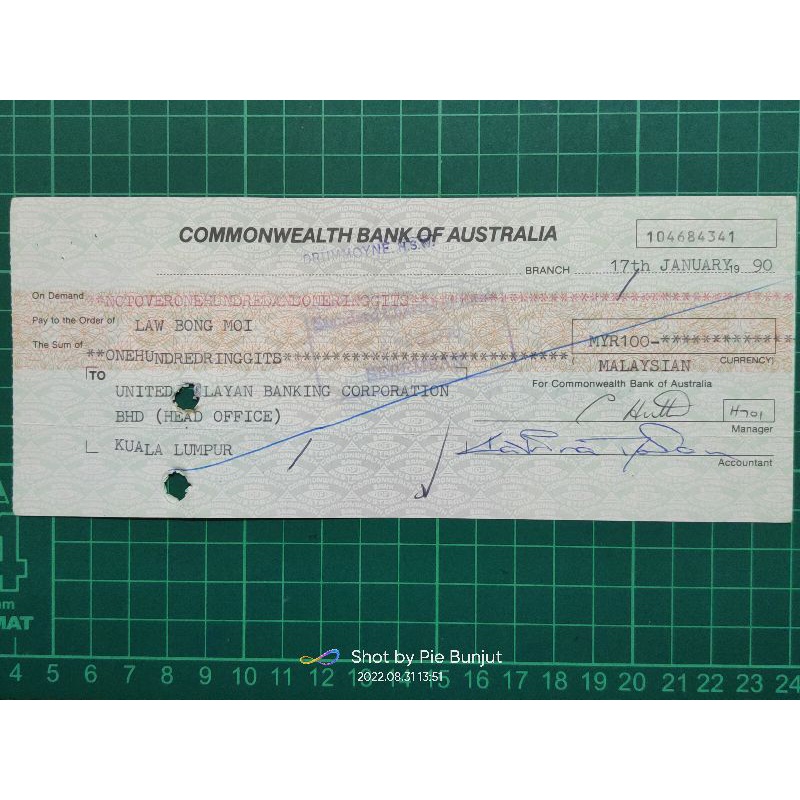 old cheque with stamp behind. Commonwealth Bank of Australia | Shopee ...