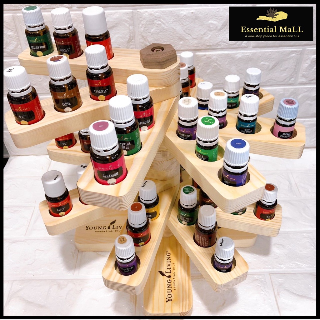 Premium YOUNG LIVING logo Natural Wood Round Rotating Essential Oil ...