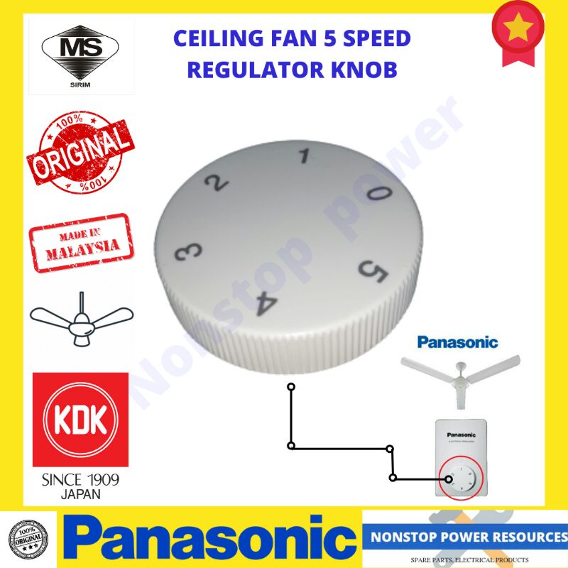 PANASONIC / KDK Ceiling Fan Regulator White / Dark Grey Knob **Original ...