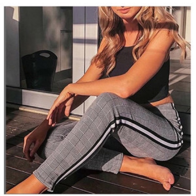 Checkered body hugging leggings | Shopee Malaysia