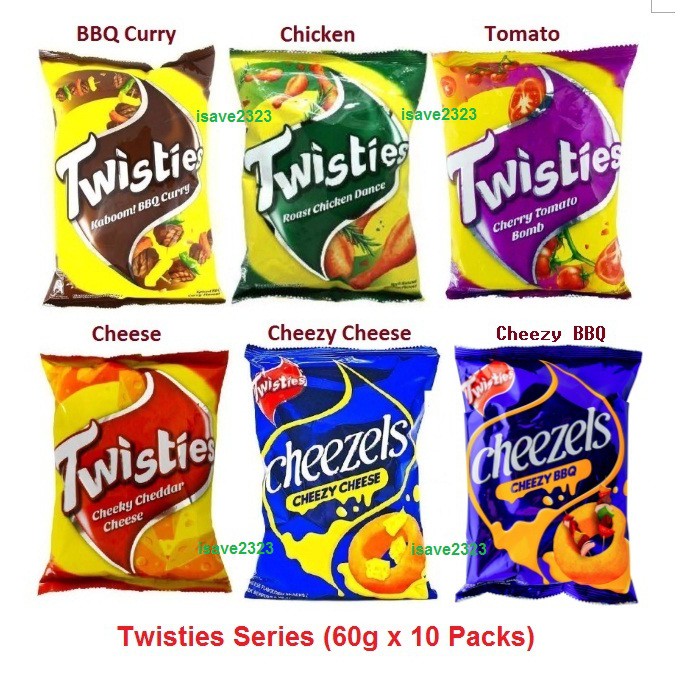 Twisties - BBQ Curry / Chicken / Tomato / Cheese / Cheezy Cheese ...