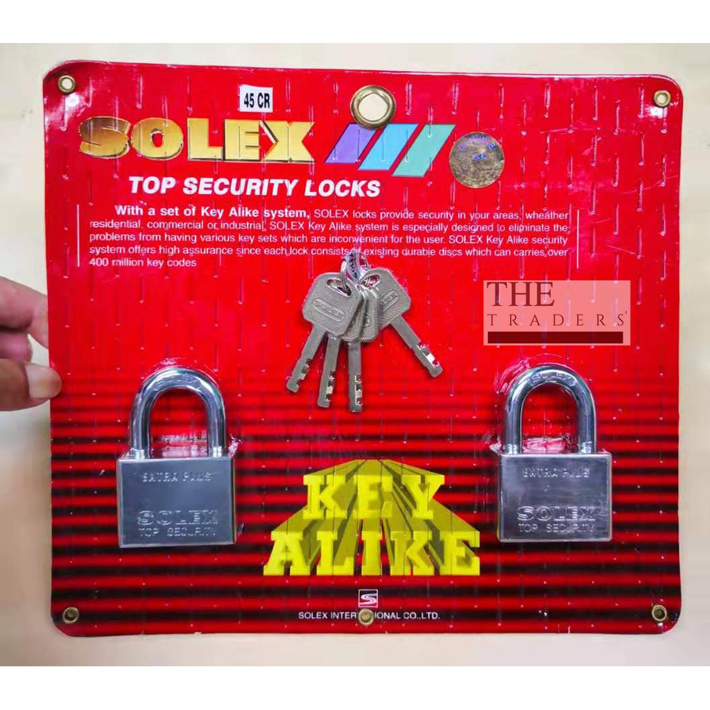 [100% ORIGINAL] SOLEX EXTRA PLUS CR45 KEY ALIKE 2:1, 3:1 / 6:1 PADLOCK ...