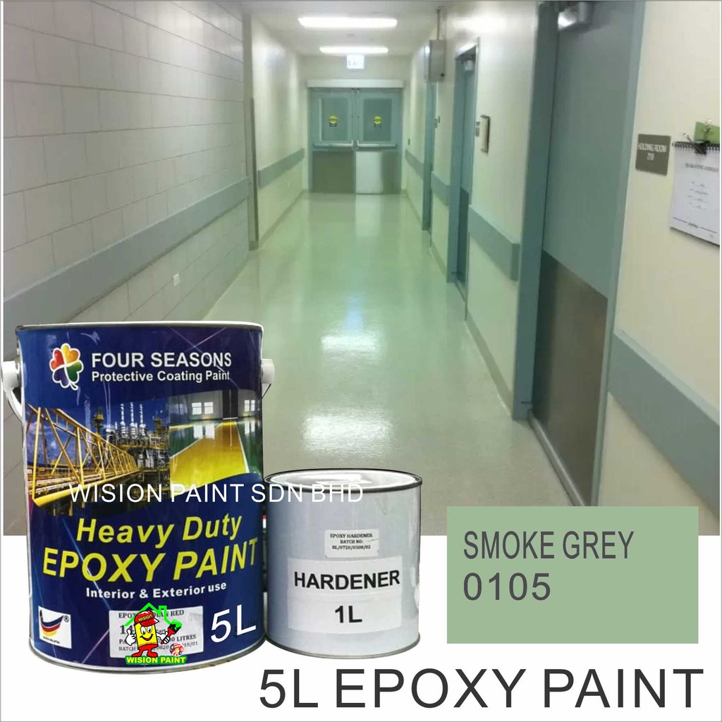 5Litre ( SMOKE GREY 0105 ) Paint Epoxy Floor Paint Coating ( FOUR ...