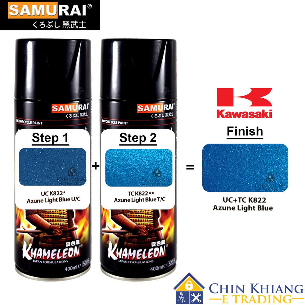 Samurai K822 Kawasaki Azune Light Blue 2 Coat System Spray Paint 400ml ...