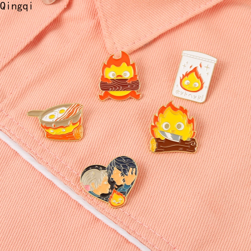 Howl's Moving Castle Calcifer Enamel Pin Funny Fire Demon Anime Brooch ...