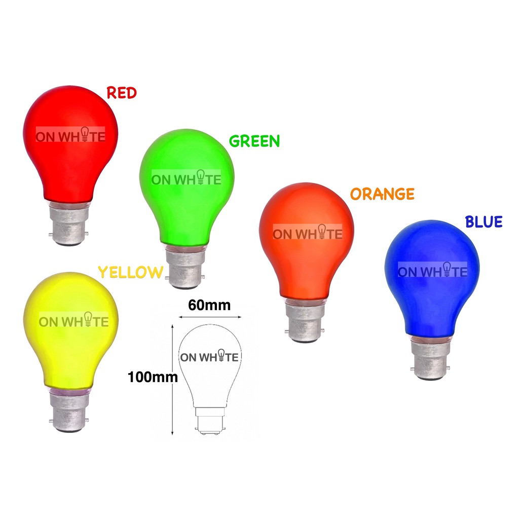 Colour Bulb 15W B22 / BC (Red/Green/Blue/Yellow/Orange) Incandescent ...