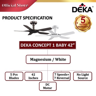 DEKA CONCEPT 1 BABY 42" 5 Blades DC Motor with 7 Speeds Control ...