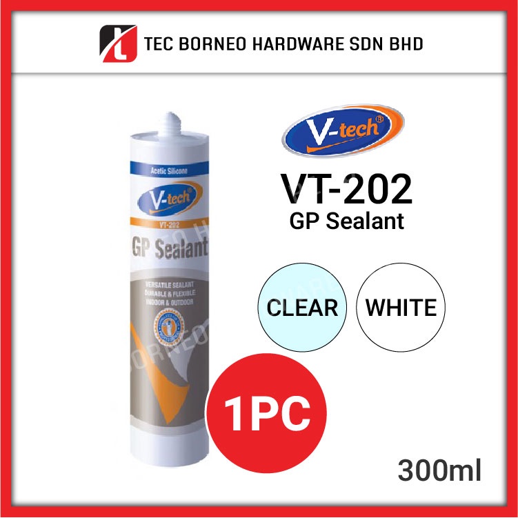 TEC V-Tech VT-202 GP Sealant Silicone Sealant Clear/White 300ml ...