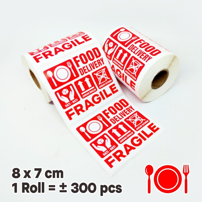 Fragile Food Delivery Stickers Food Delivery Label Stickers 8 x 7 cm (1 ...