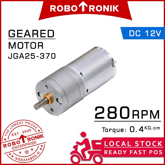 DC Geared Motor GA25 (370) 25mm 12V 6V Gear High Torque | Shopee Malaysia