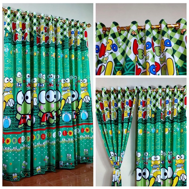 12 Hole Smokring Curtains with Keropi Motif Children's Character ...
