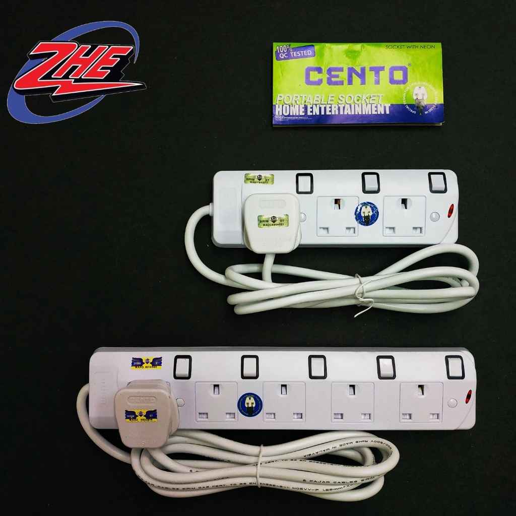 CENTO 3/4/5 GANG/PORT/WAY MULTI-PIN SAFETY EXTENSION SOCKET NEON 2/5 ...