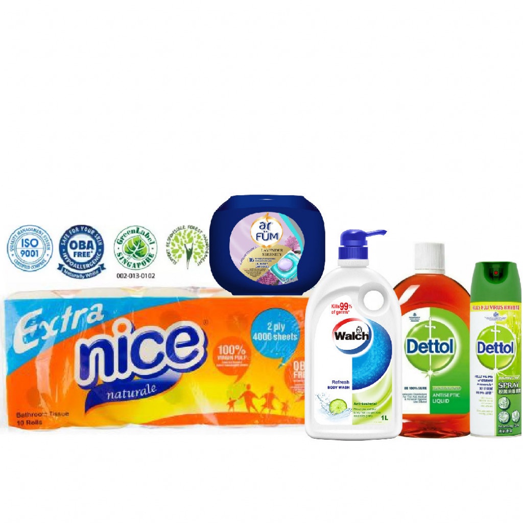 Nice ExtraTissue Toilet Paper 10 rolls + Dettol Antiseptic Liquid ...