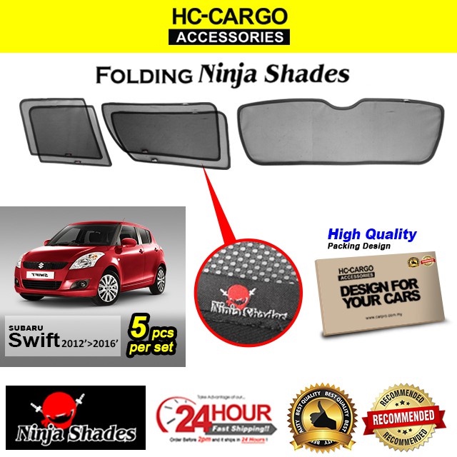 Suzuki Swift 2012 - 2016 Magnetic Ninja Shades Sunshade (5pcs) Ninja ...