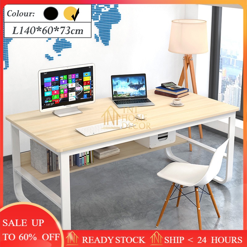 TNT Home Office Table Steel And Wood Computer Desk With Storage/ Meja ...