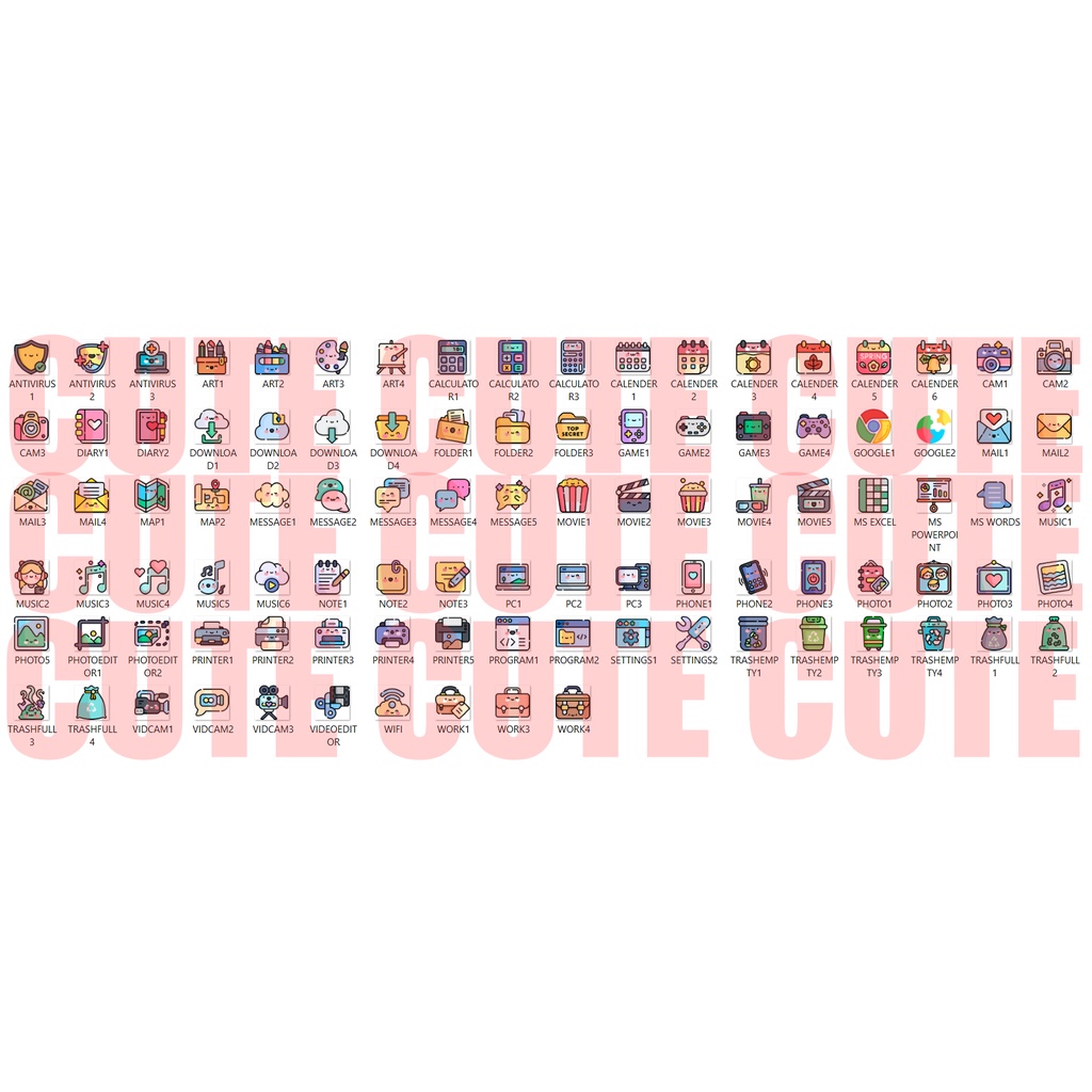 CUTE ICONS + TUTORIAL [Desktop Icons] [Digital Download] | Shopee Malaysia