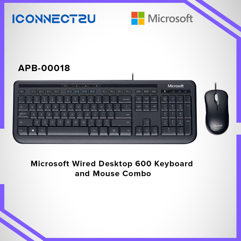 Microsoft Wired Desktop 600 Keyboard and Mouse Combo (APB-00018 ...