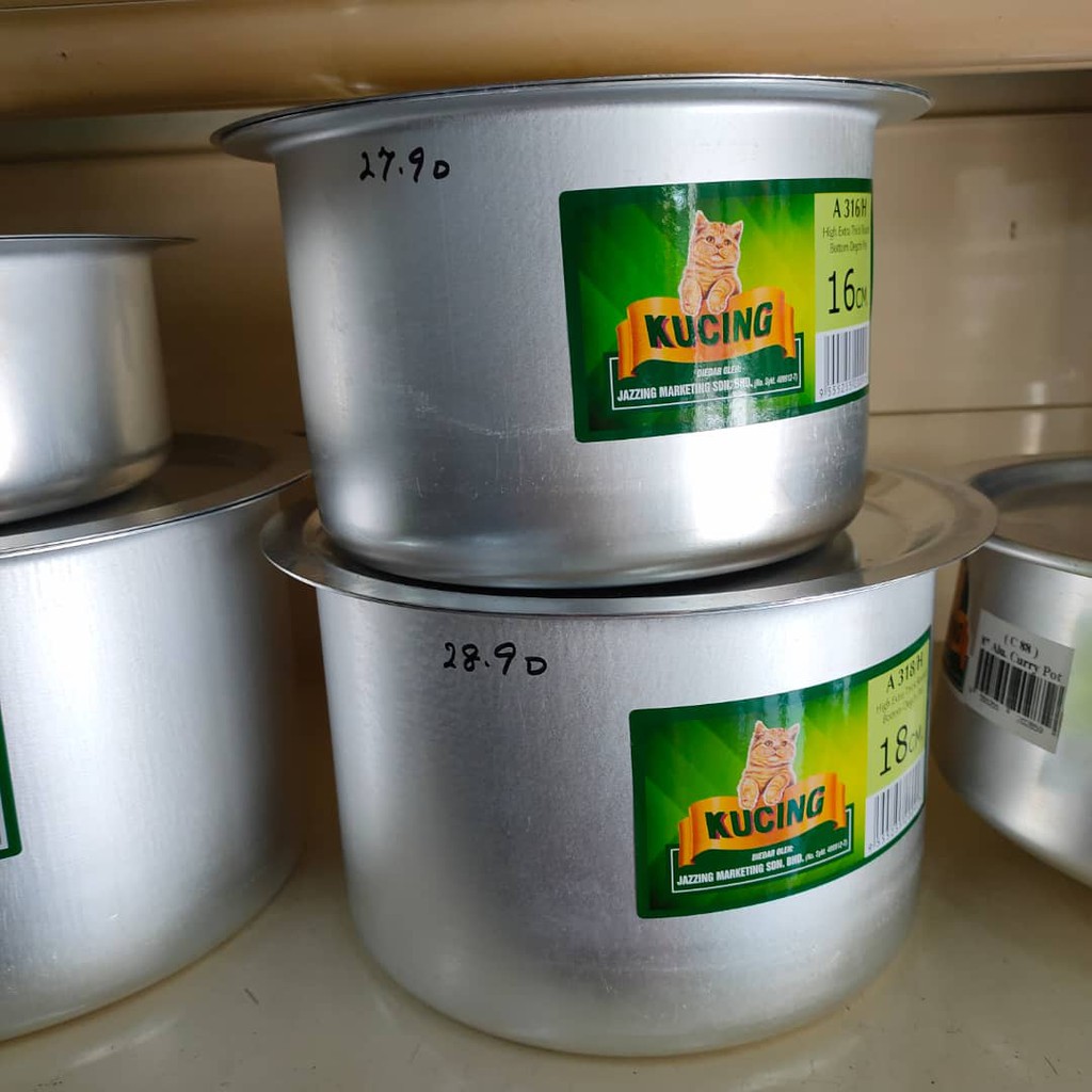 KUCING ALUMINIUM Curry Pot 8'' 16'' 18'' 20'' 22'' 26'' 30'' | Shopee ...