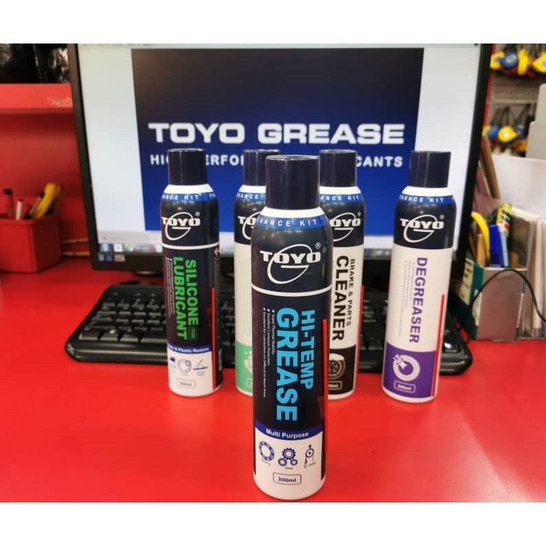 TOYO SPRAY 300ML SILICONE LUBRICANT/BRAKE & PARTS CLEANER/WHITE LITHIUM ...