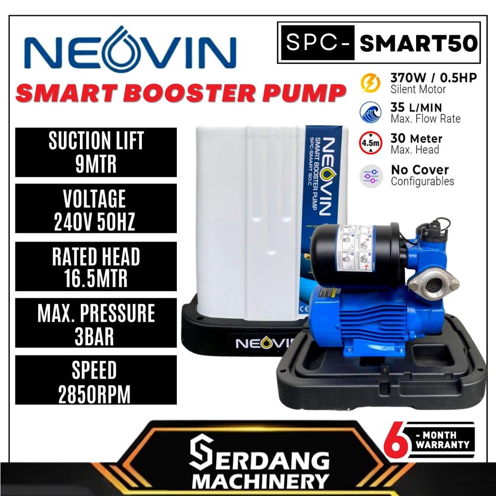 NEOVIN (SPC-Smart 50.C) 370W 0.5HP Intelligent Smart Automatic Booster ...