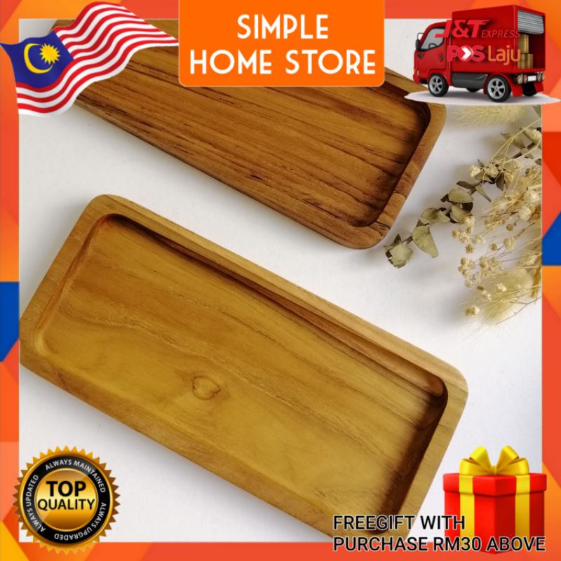 Teak rectangle wooden plate pinggan kayu jati photography props rustic ...