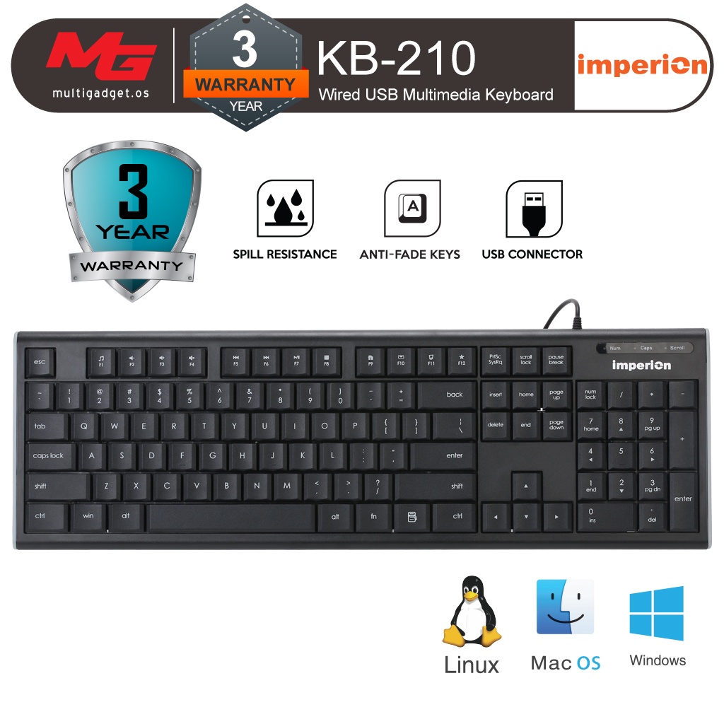 Imperion Office KB 210 Wired USB Multimedia Keyboard | Shopee Malaysia