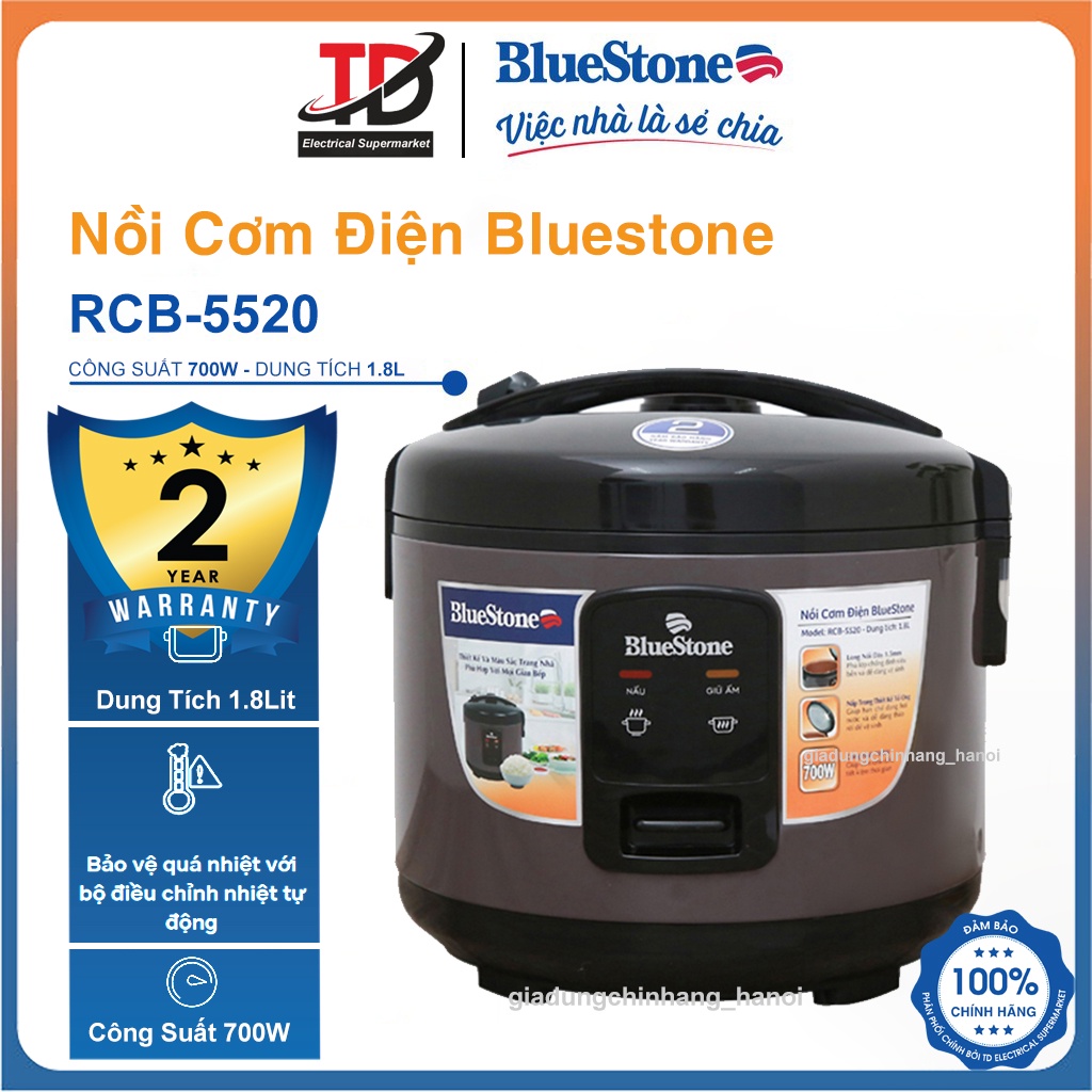 Bluestone 1.8 Liter Rice Cooker RCB-5520, Capacity 700W, Genuine ...